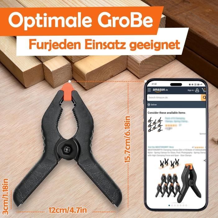 8 Pièces 6" 15.7Cm Pinces À Ressort, Serre-Joints Avec Large Plage De ...