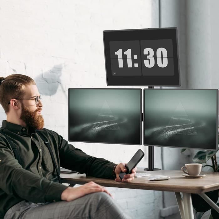 WALI Support triple écran modèle WL-M003 en acier de haute qualité et ...