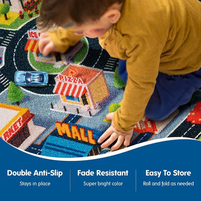 Tapis Enfant Chambre Voiture Route Tapis Jeu ColorTapis Circuit Dos ...