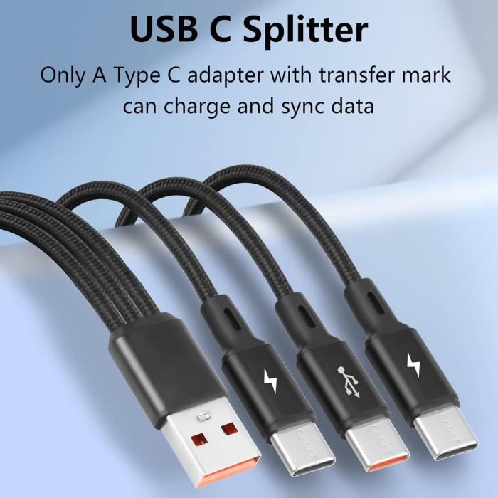 Câble Répartiteur Usb C, Fiche Usb A Vers 3 Fiches De Type C, Câble De ...