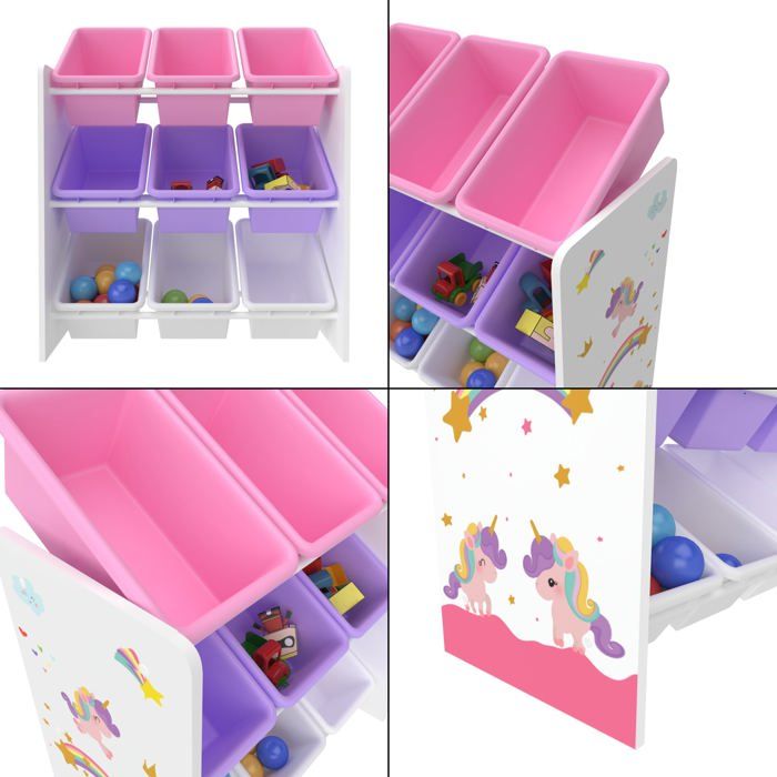 Étagère de rangement muxía pour enfant avec 9 bacs ouverts blanc ...