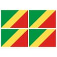 Drapeau République du Congo (4 fois 9.5x6.3cm) - Sticker/autocollant ...