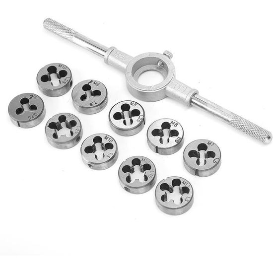 Jeu De Tarauds Et Filières, 11 Pièces, Jeu De Tarauds À Vis, Kit D'Outils Manuels M6 M7 M8 M10 ...