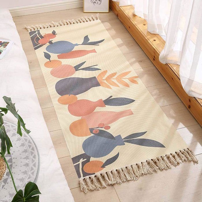 Tapis Salon Carpettes Coton Lin Rectangulaire Tapis Tapis Chevet Salon ...
