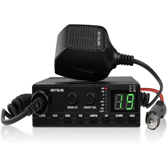 Retevis MB62 CB Radio AM/FM, VOX, ASQ/SQ, Canal d'urgence 9/19 ...