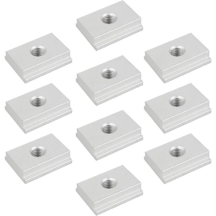 10 pcs Écrou à fente en T M8, écrou en T coulissant en aluminium, écrou coulissant en T, bloc d ...