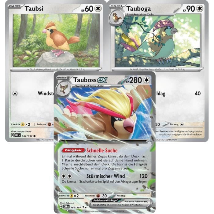 Taubsi & Tauboga & Tauboss ex Lot de cartes à collectionner Pokémon ...