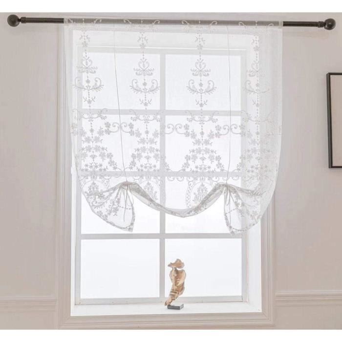 Store Romain Pour Cuisine - Blanc Transparent - Brodé - Vintage - Voile ...