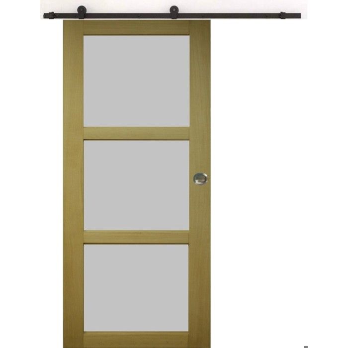 Porte Coulissante Ayous 3 Panneaux Gris RAL 7035 H204 x L83 + Rail a ...