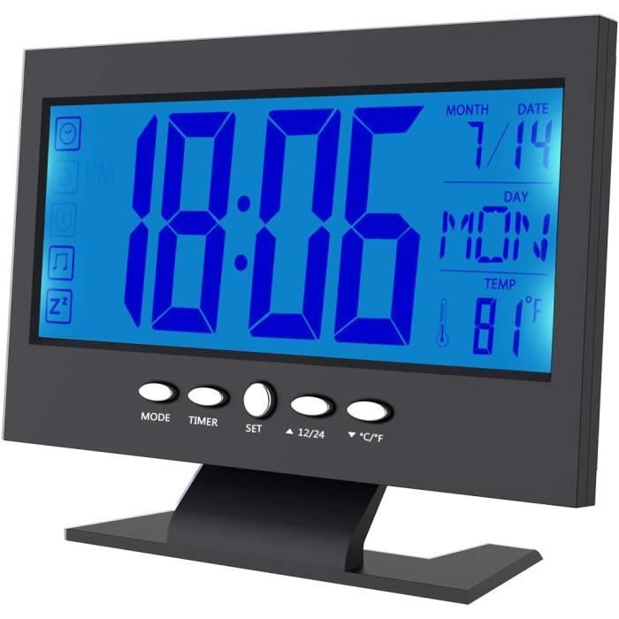 LIWI-Réveil numérique LCD avec affichage de la température et du son ...