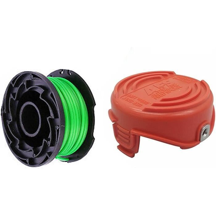 Lot de 1-2 bobines, capuchon et ligne pour accessoires de tondeuse Black Decker, bouchon de ...