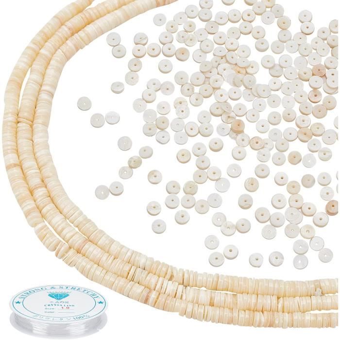 480Pcs Coquillage Naturel Heishi, Perles De Coquillages Plats 5~6Mm ...