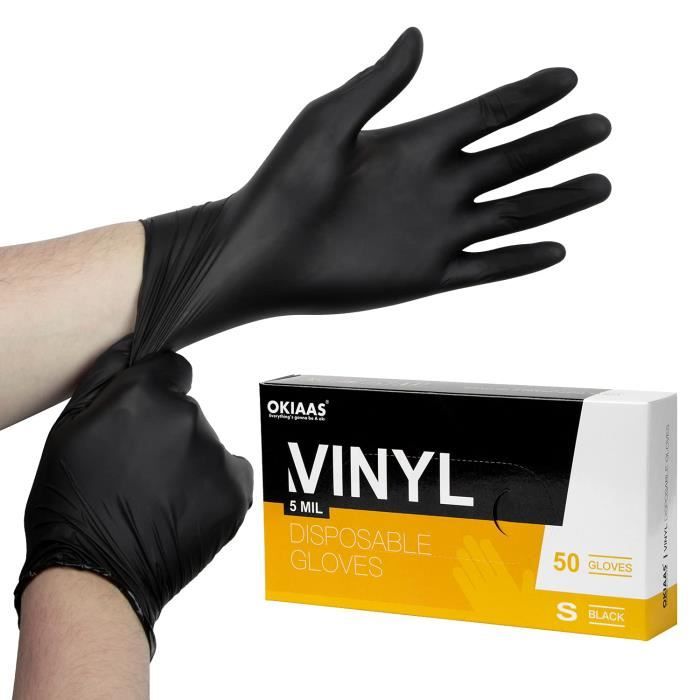 Gants Jetables Noir En Vinyle Taille S-M-L-Xl - Lot De 50 - Non Poudrés ...