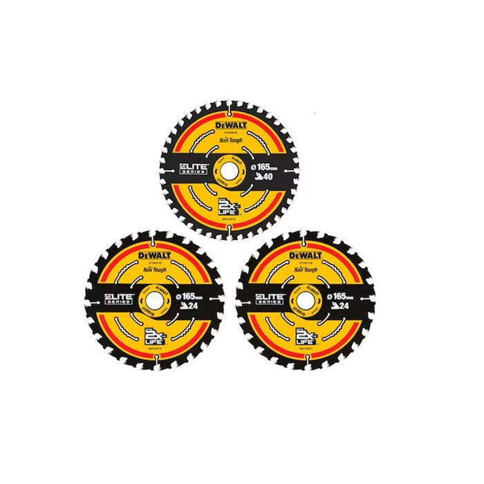 Pack de 3 lames ELITE DEWALT DT10397-QZ 2x165mm 24 dents et 1x165mm 40 ...