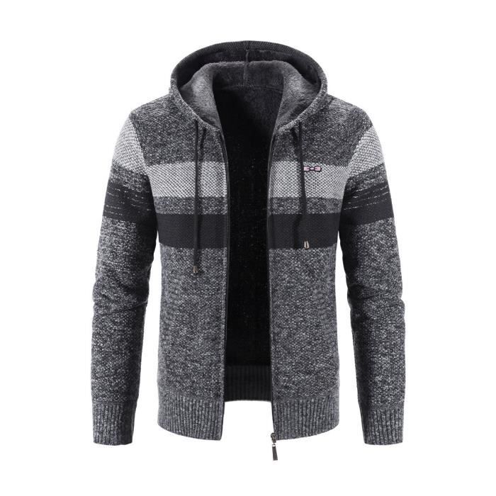 Gilet-cardigan,Pull décontracté avec fermeture éclair pour Homme, tricot, grande taille, automne ...