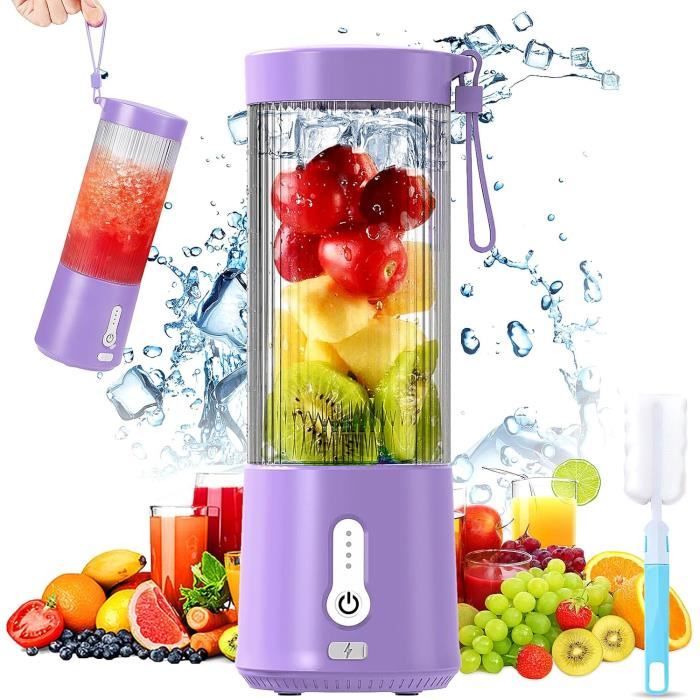 Mixeur Portable Pour Milkshake Et Smoothie 450Ml 4000Mah Mini Mixeur Blender Avec 6 3D Lames Et ...