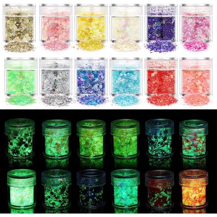 Set de poue pailletée de couleur, 12 Couleurs Paillettes Pour Resine ...