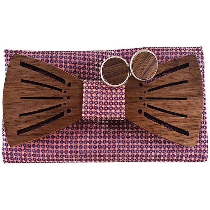 Boutons De Manchette En Bois Pour Homme Avec Nœud Papillon De Poche ...