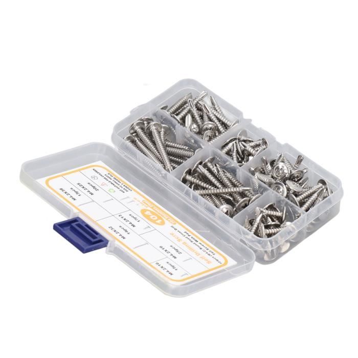 VBESTLIFE vis auto-taraudeuse auto-perceuse 104 pièces vis autoperceuse ...