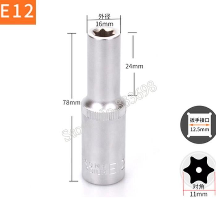 DOUILLE DE TOURNEVIS,E12--Jeu De Douilles Torx Star 1-2 ", Type E E8 E10 E11 E12 E14 E16 E18 E20 ...