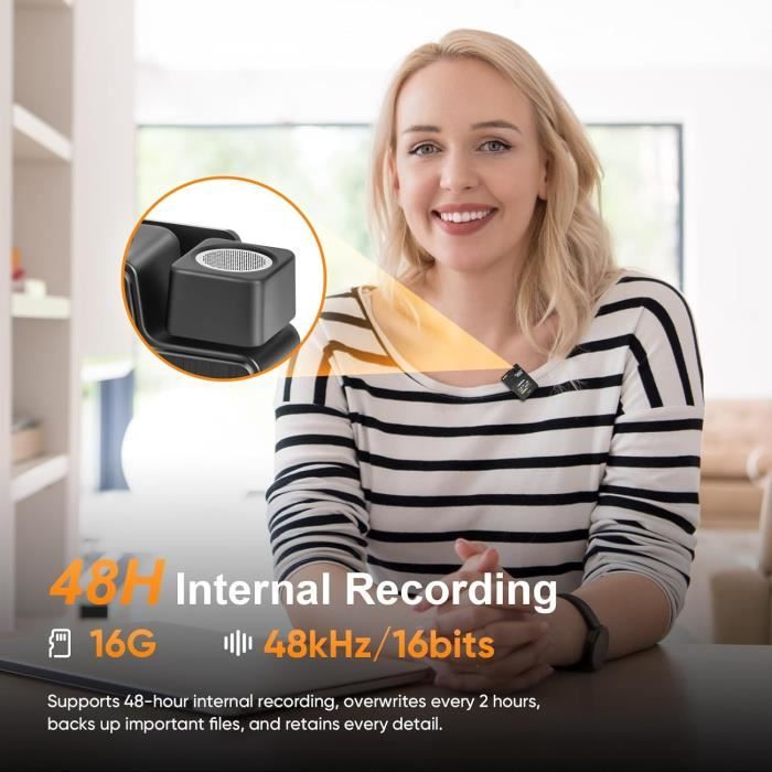 Microphone Sans Fil 2,4 Ghz, Micro Cravate Sans Fil Boomx-D2 Pro, 2 Émetteurs & 1 Récepteur ...