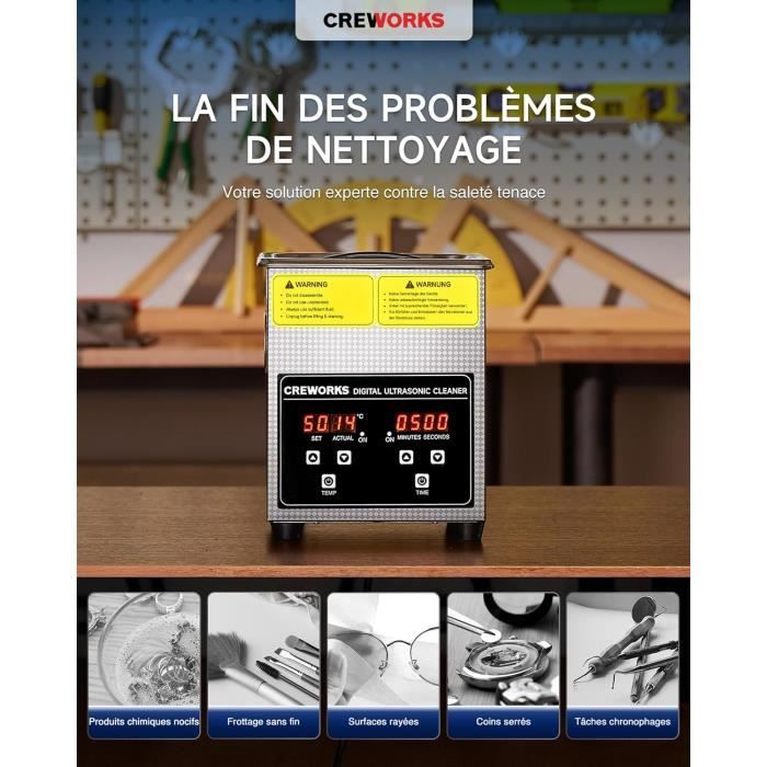 Luernas 2L Nettoyeur À Ultrasons Machine Bac Ultrasons 60W 40Khz ...