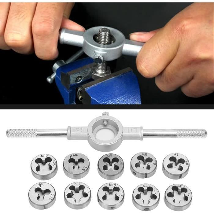 Jeu De Tarauds Et Filières, 11 Pièces, Jeu De Tarauds À Vis, Kit D'Outils Manuels M6 M7 M8 M10 ...