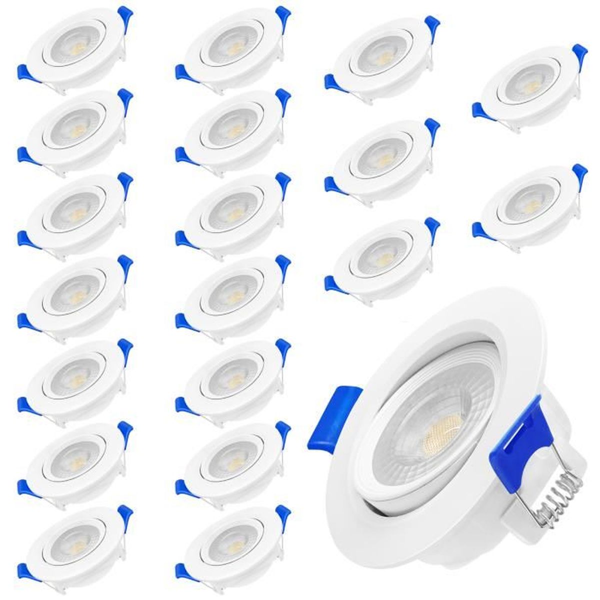 Xmtech Lot De 20 Spot Encastrable Led Downlight Panel Extra Plat 5w