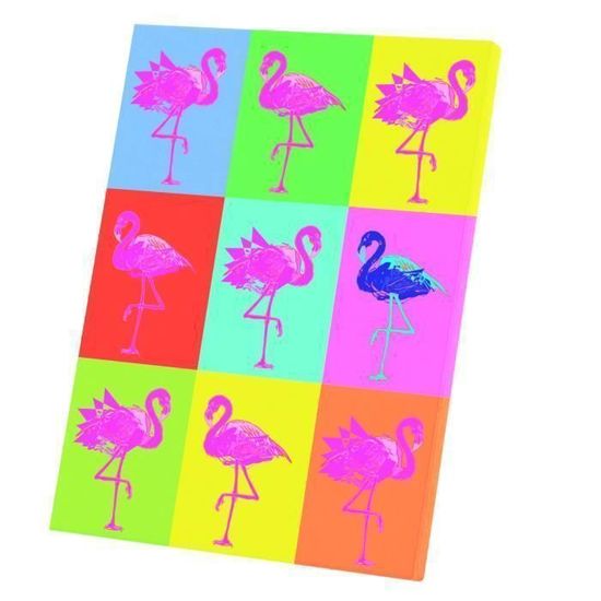 Tableau Décoratif Mosaïque De Flamants Roses Dont Un Bleu Sur Fond