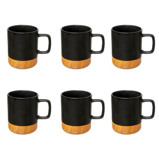 Lot de 6 Mugs Ronds "Modern Wood" 43cl Noir - Cdiscount Maison