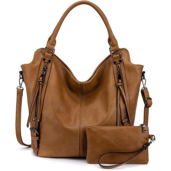 Sac À Main Femmes Sac Bandoulière Femme En Cuir Pu Fourre-Tout 2Pcs ...