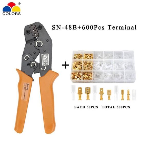 PINCE DE SERRAGE,SN-48B 600PCS--Pince à sertir réglable avec SN 48B-0.15 pièces, Mini outil de ...