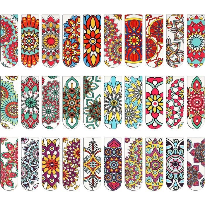 30 Pièces Mandala Marque-Pages Magnétiques,Signets Magnétiques ...