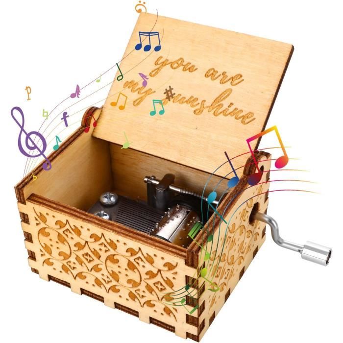 Boîte à musique en bois à manivelle avec inscription « You are My ...