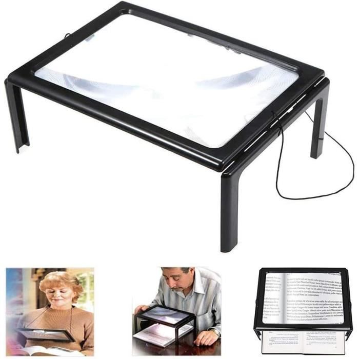 Loupe Rectangulaire pour Malvoyant INTVN 3X Loupe Pleine Page Loupe avec Lumière Mains Libres A4 ...