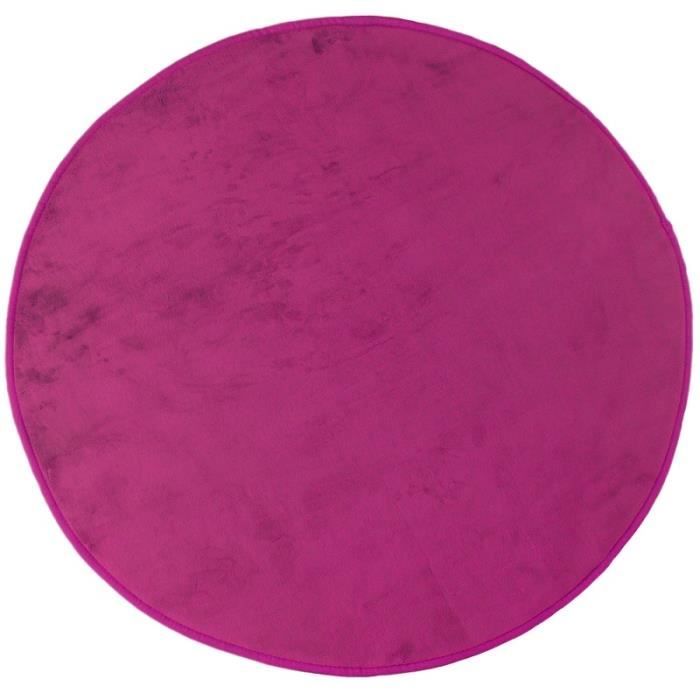 Tapis rond d'intérieur velours - D 90 cm - Rose - Extra doux ...