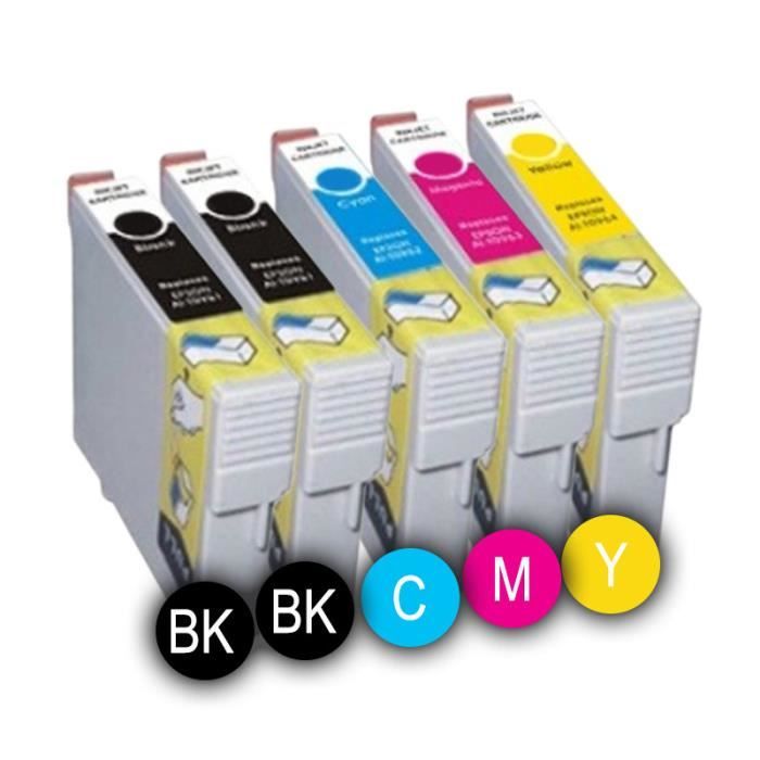 LOT de 5 x CARTOUCHES d'encre COULEURS ASSORTIES - T-1281 BK - T-1284 Y ...
