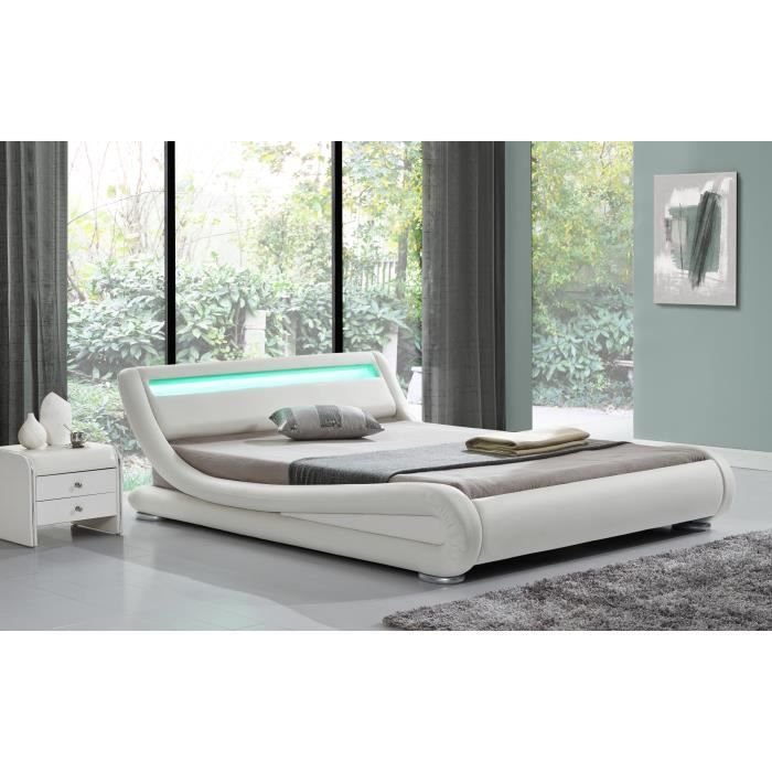 Soon Lit LED design 160x200 Blanc - Cdiscount Maison