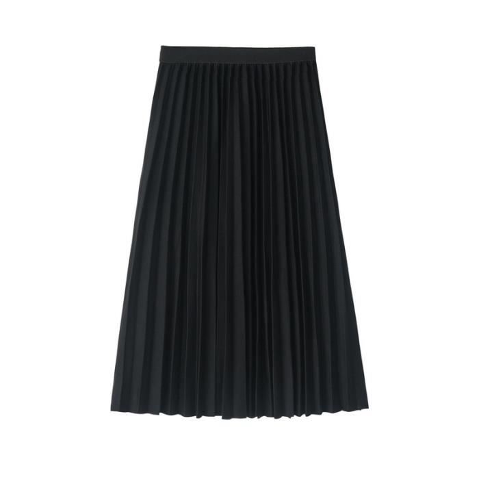 Jupe femmes plissé Taille haute Longue - KJEHOME - Noir Noir - Cdiscount Prêt-à-Porter