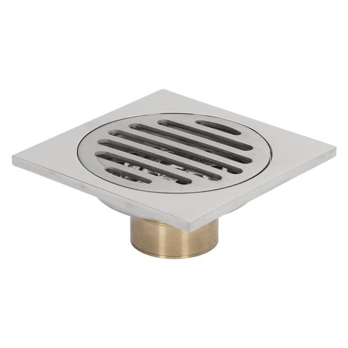 Qiilu Siphon de sol en métal Siphon de sol carré galvanoplastie métal ...