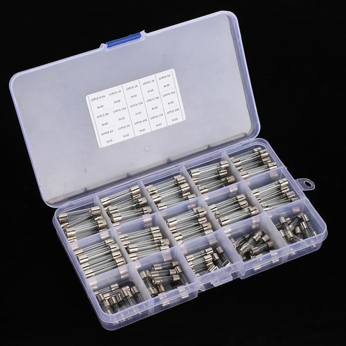 TMISHION Assortiment de fusibles en verre Assortiment de fusibles pour tube de verre 150 pièces ...