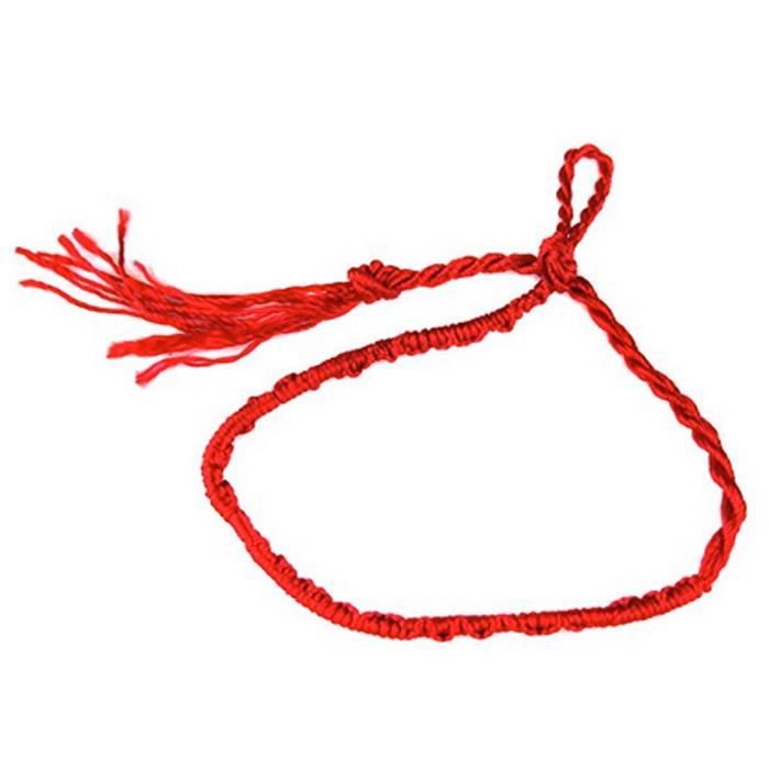 Bracelet rouge tissu tresse fin kabale - Achat / Vente bracelet ...