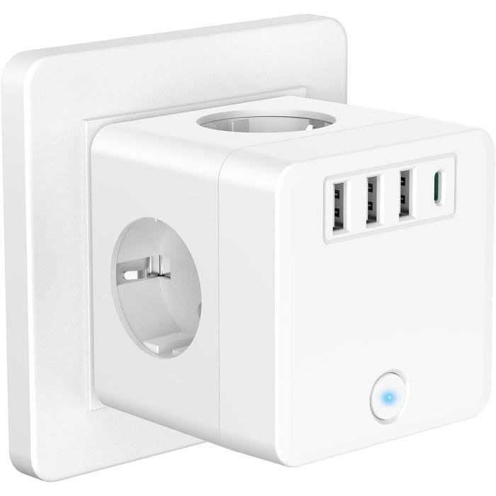 Prise Usb Multiple, 8 En 1 Tour Multiprise Murale Avec 4 Prises, 3 Usb Et 1 Type-C, Multiprise ...