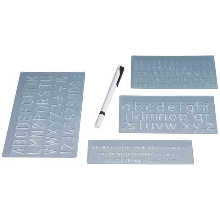 Kit trace-lettres - WEDO - Hauteur 5 mm - Transparent - 4 pièces - Étui ...