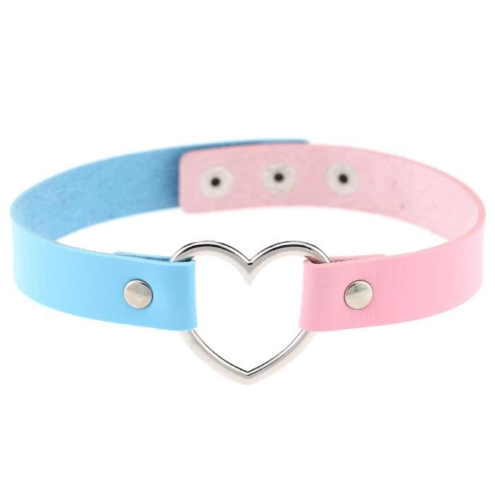 Gothique Harajuku rose cuir collier ras du cou pour les femmes 2021 ...