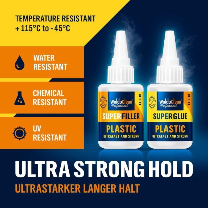 Super Glue 25g extra forte et granulés 30g - pour plastique, séchage ...