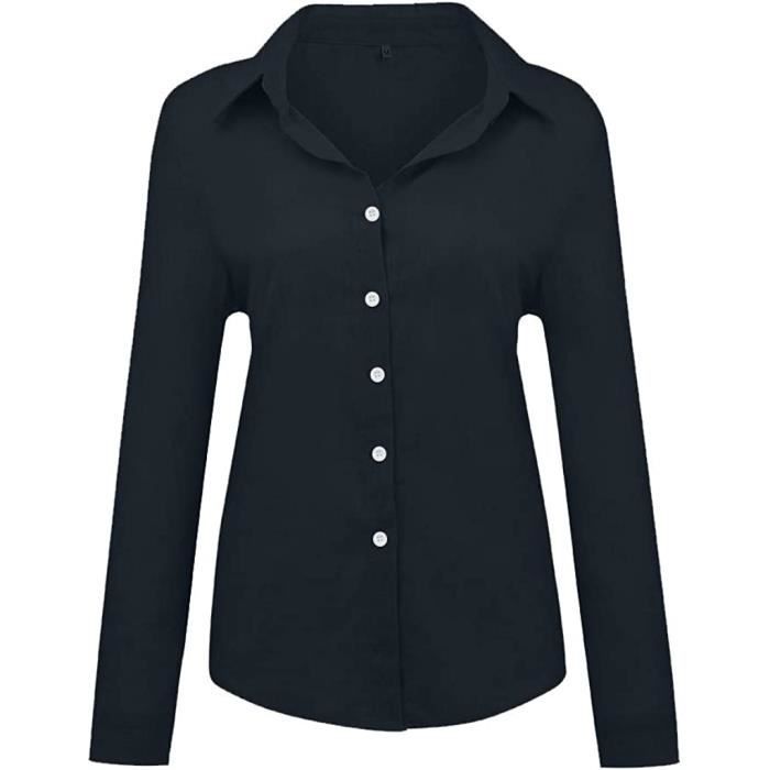 Chemisier pour Femme avec col en V,Chemisier boutonnée Hauts Chemisier ...