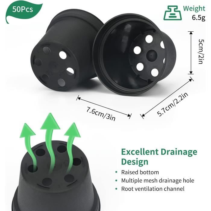 50 Pièces 7.6 Cm Petits Pots Pour Semis, Mini Givrét Pot Plante De ...