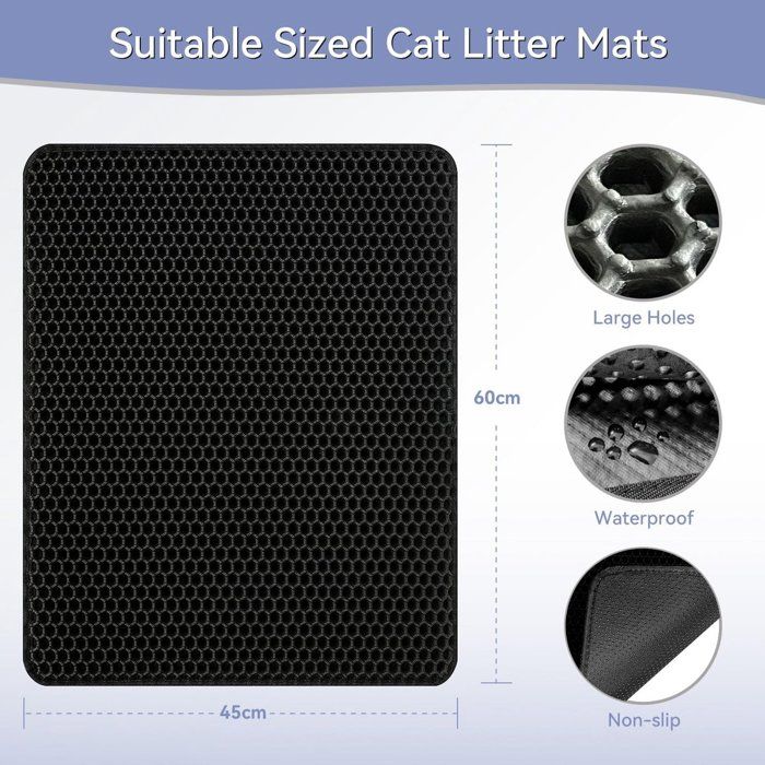 Tapis de litière pour chat - Récupérateur de gravier - Double couche en ...