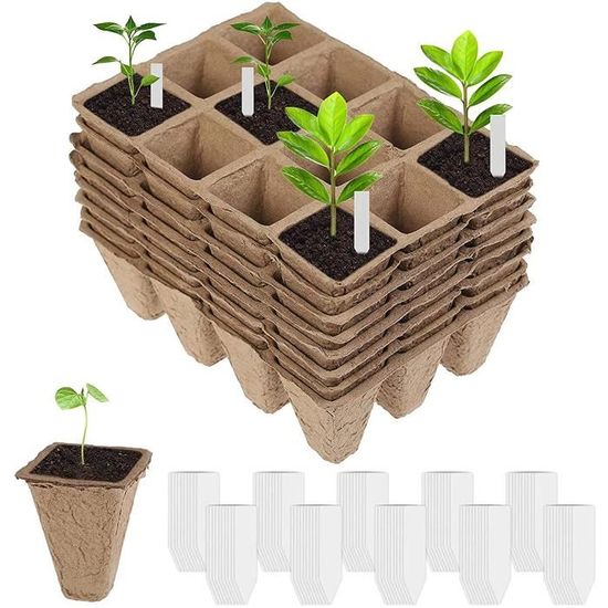 Pots Semis Biodegradable Pot de Fleur 10 Pcs Pots de Tourbe Plateaux de ...